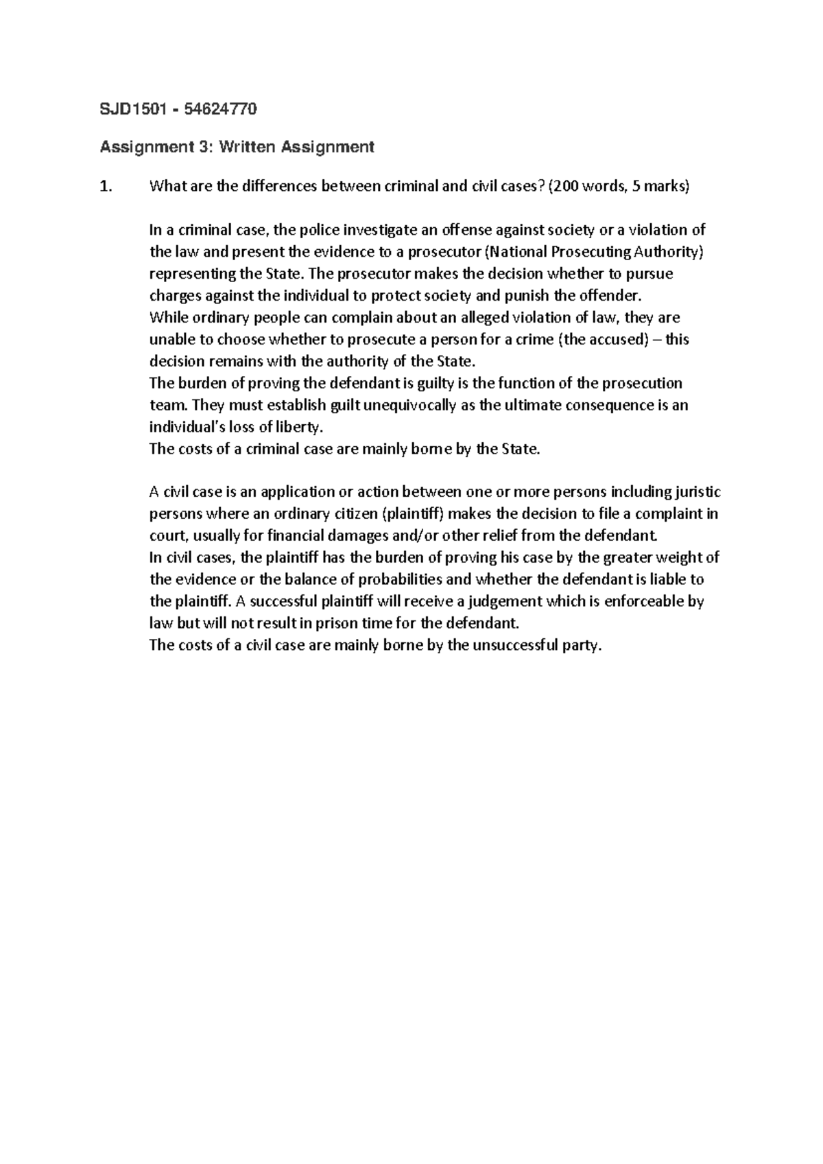 SJD 1501 - Assignment 3 - SJD1501 - 54624770 Assignment 3: Written ...