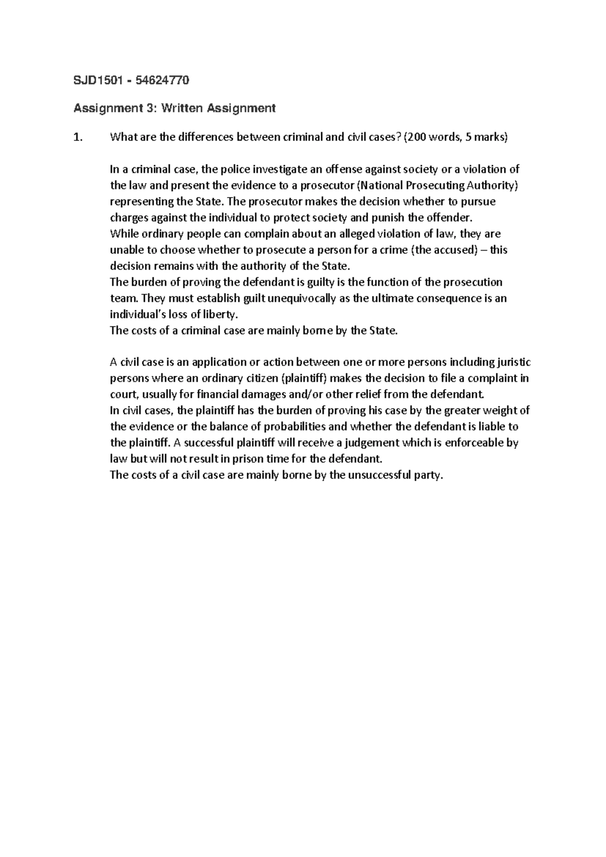 SJD 1501 - Assignment 3 - SJD1501 - 54624770 Assignment 3: Written ...