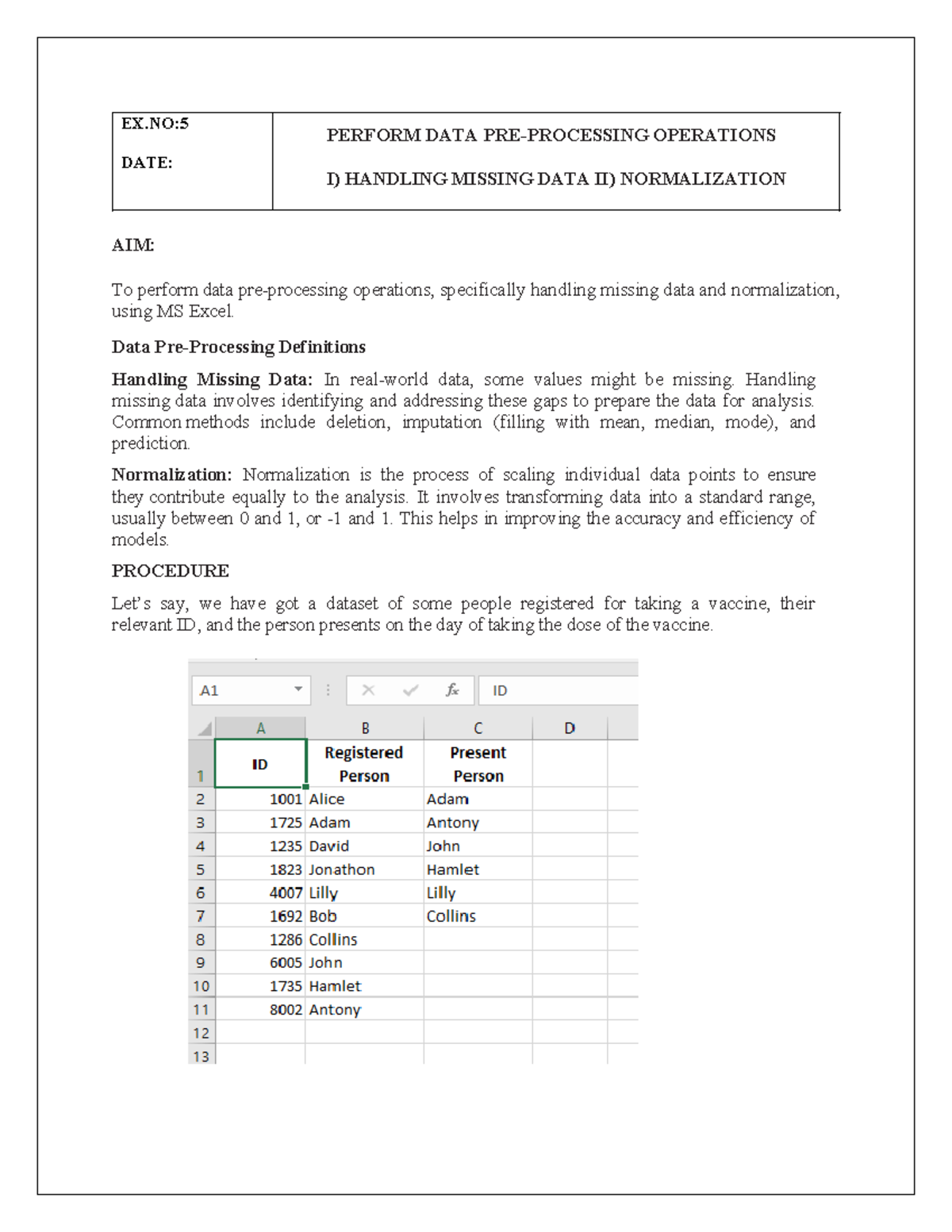 BA EX5: Data Operations - Handling Missing Data & Normalization - Studocu