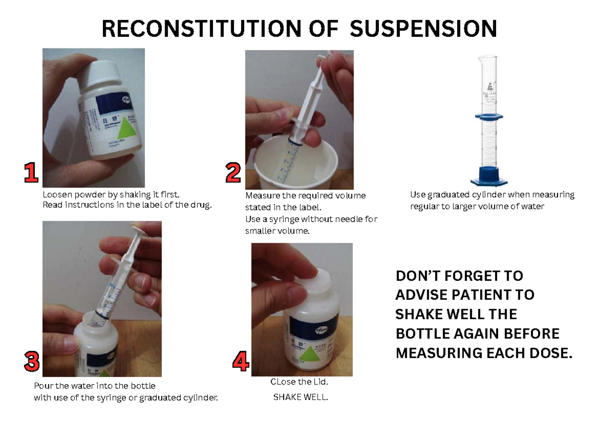 Reconstitution OF Suspension - RECONSTITUTION OF SUSPENSION Loosen ...