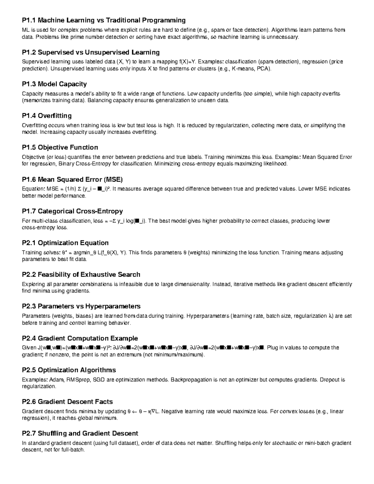 Machine Learning (ML) Exam Notes: Key Concepts & Algorithms - Studocu