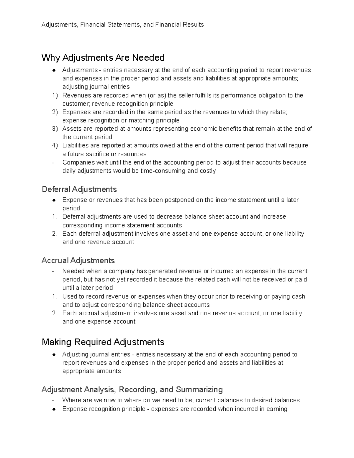 Chapter 4 - Textbook Notes on Adjustments & Financial Results - Studocu