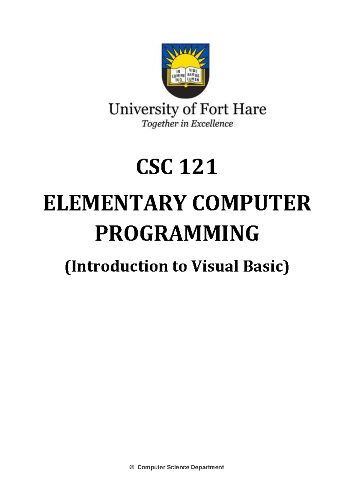 CSC 121 Intro to Visual Basic Programming: Key Concepts & Examples - Studocu