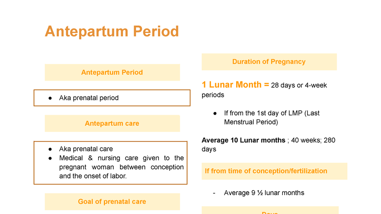 Antepartum Care Overview: Duration & Guidelines for Pregnancy - Studocu