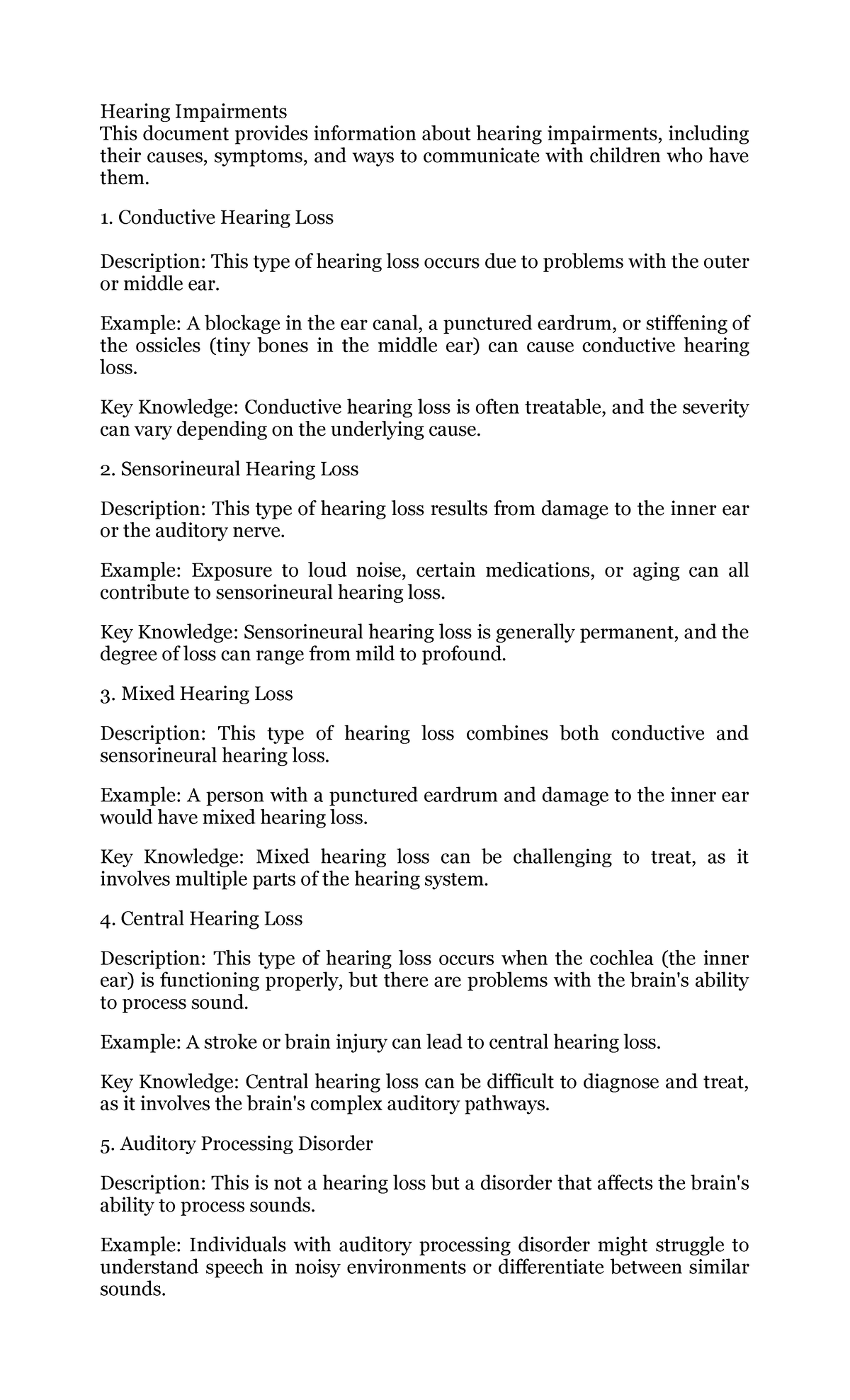 Understanding Hearing Impairments: Key Concepts and Strategies - Studocu