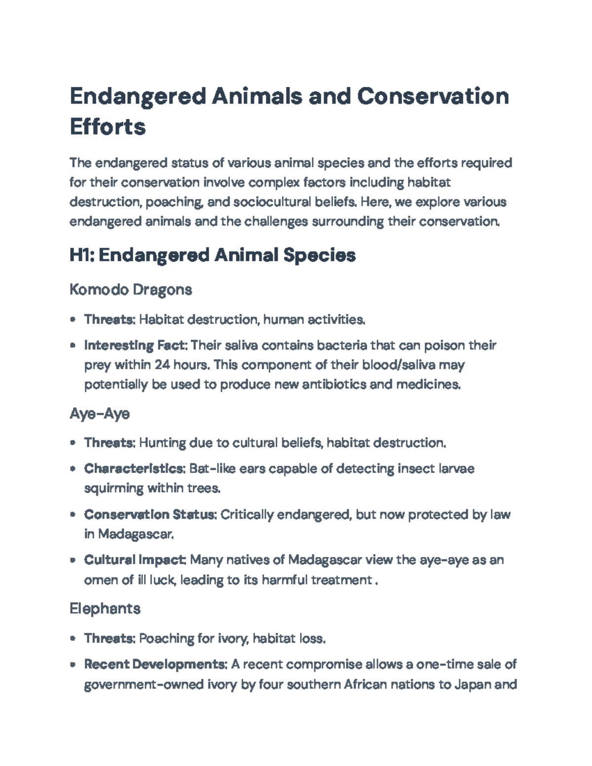 Endangered Animals and Conservation Efforts: An In-Depth Study ...