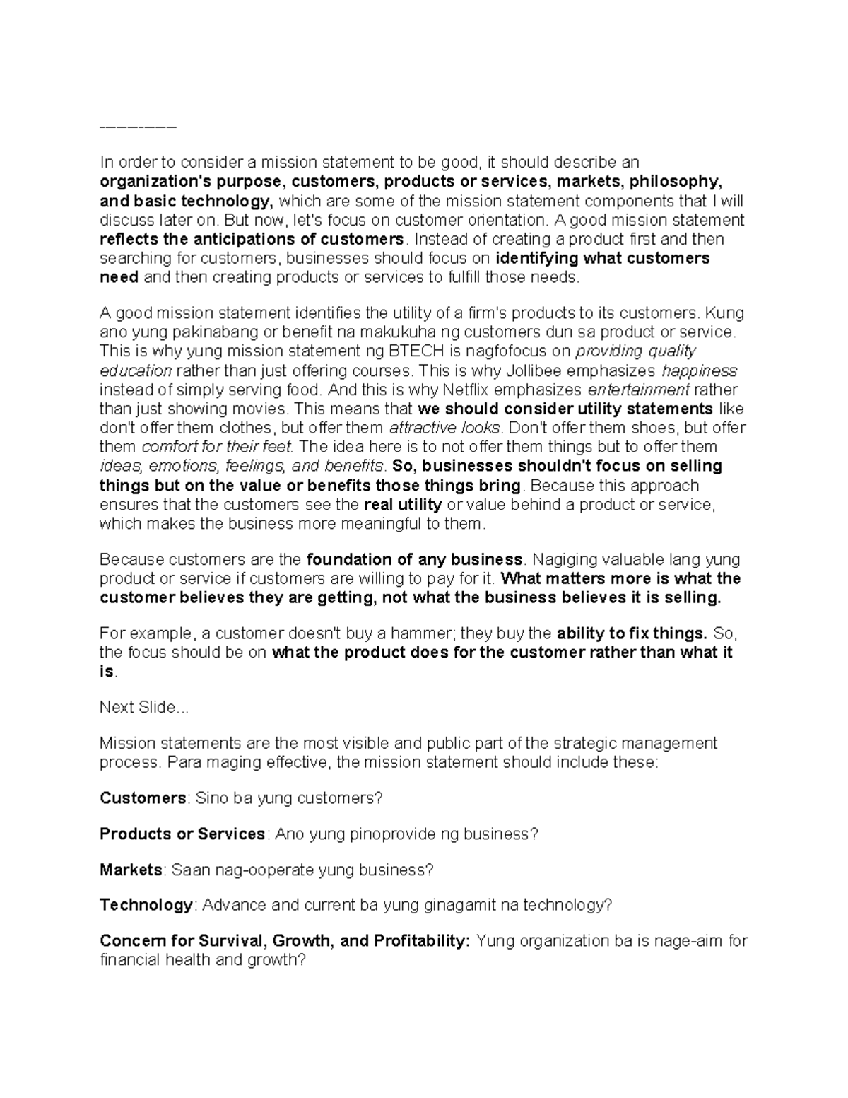 Stra Ma - Report-1 - STRAMA-CHAPTER 2 MISSION STATEMENTS - In order to ...