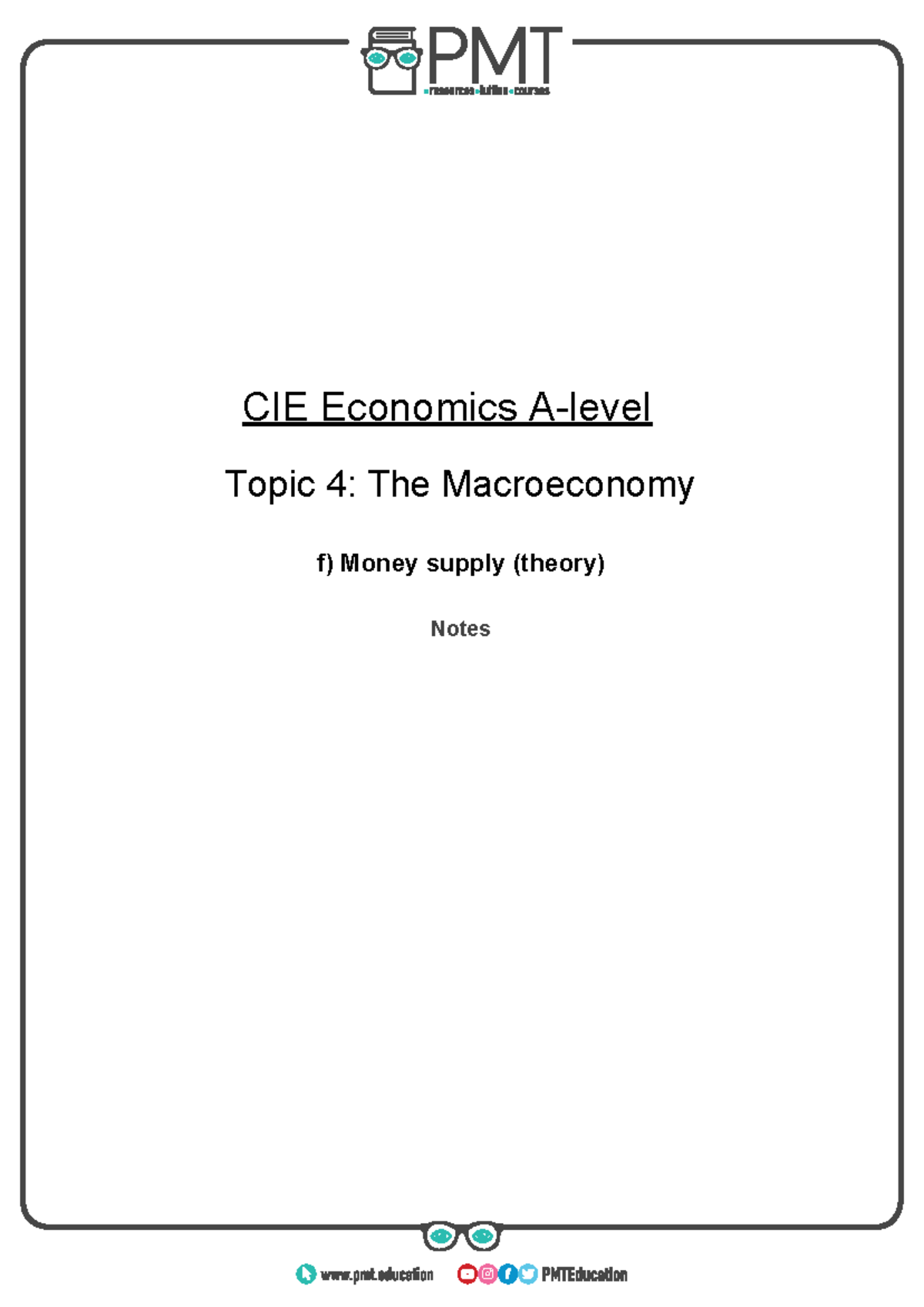 Money Supply Theory Notes (F) - Understanding Inflation and Banking ...