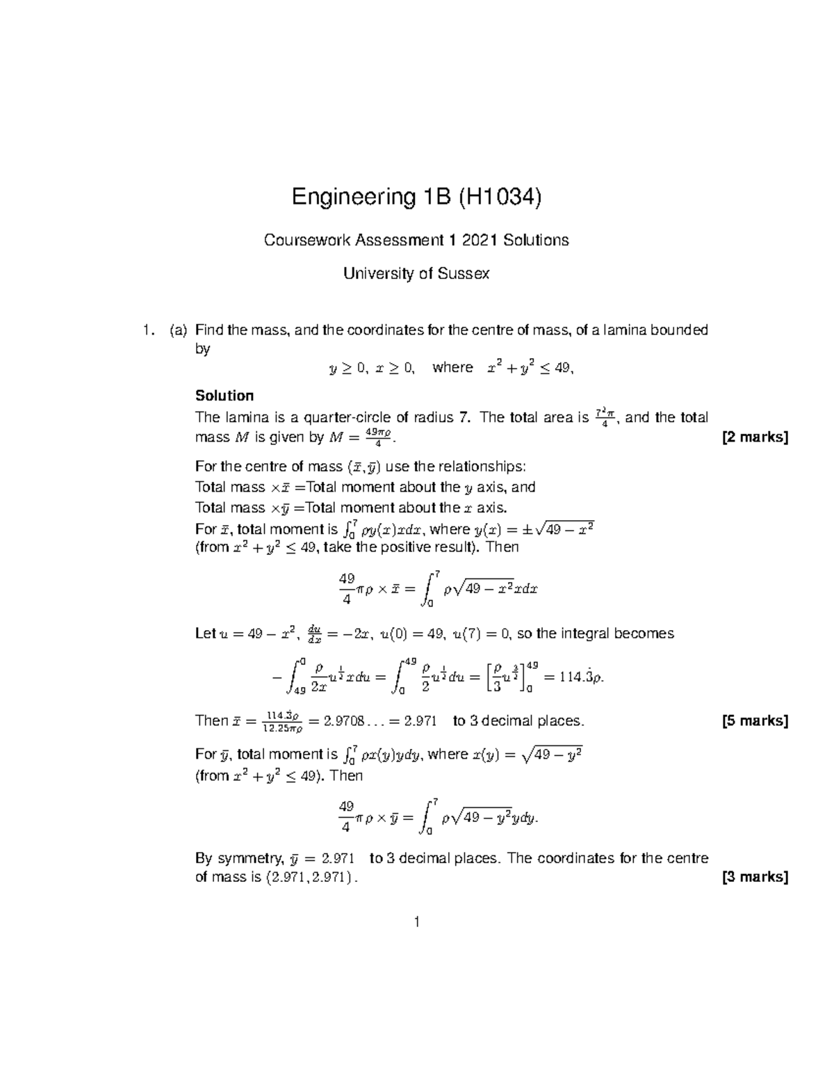 Eng+1b+Assessment+1+Solutions+2021 - Engineering 1B (H1034) Coursework ...