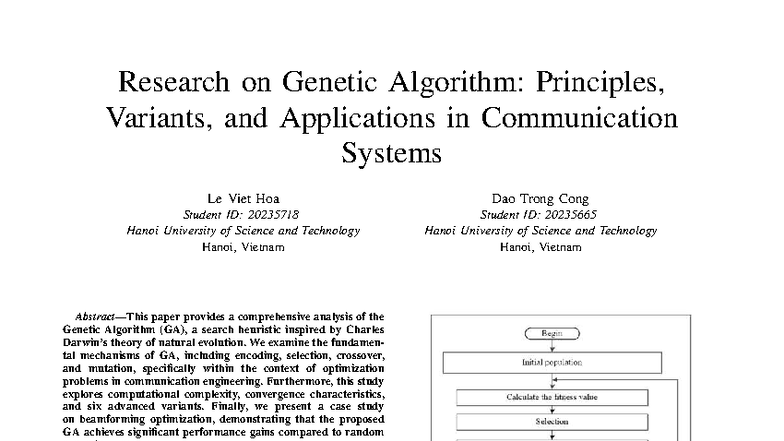 Genetic Algorithm in Communication Systems: Principles & Applications (GA 2023) - Studocu