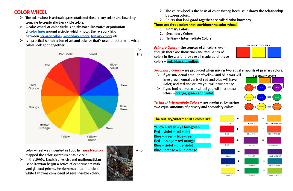 COLOR WHEEL LECTURES FOR DRESSMAKING - COLOR WHEEL The color wheel is a visual representation of ...