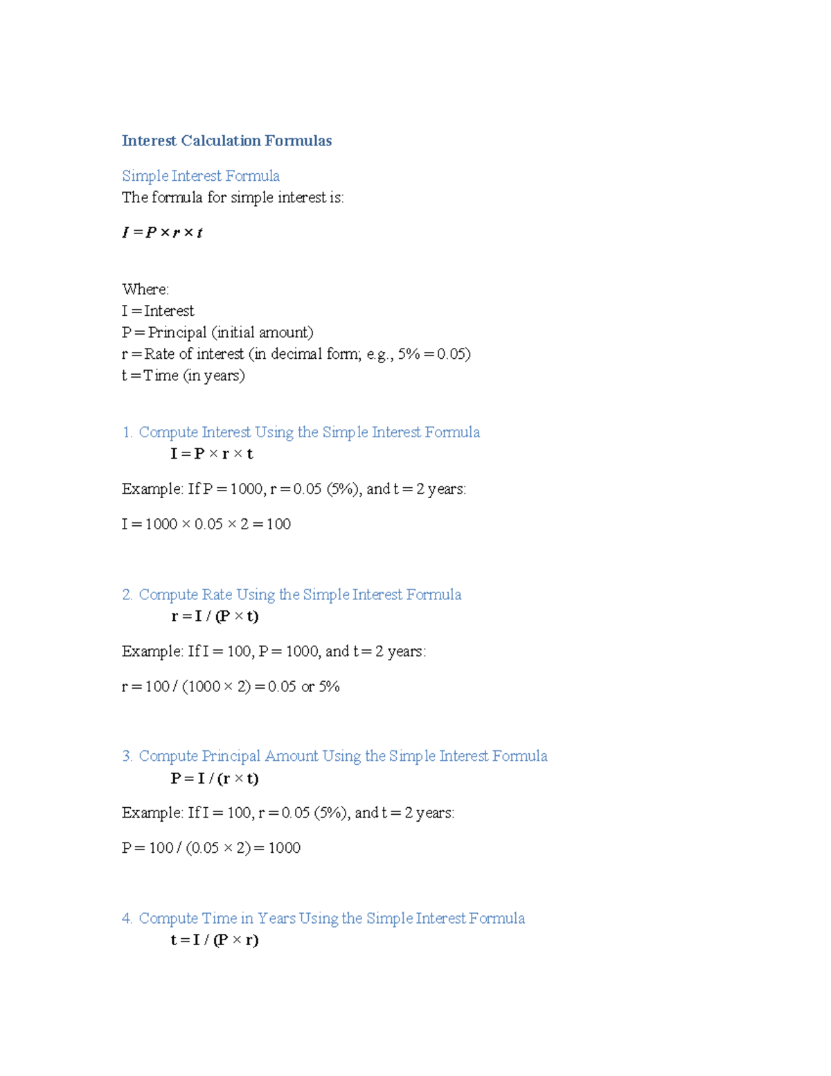 Interest Calculation Formulas - Interest Calculation Formulas Simple ...