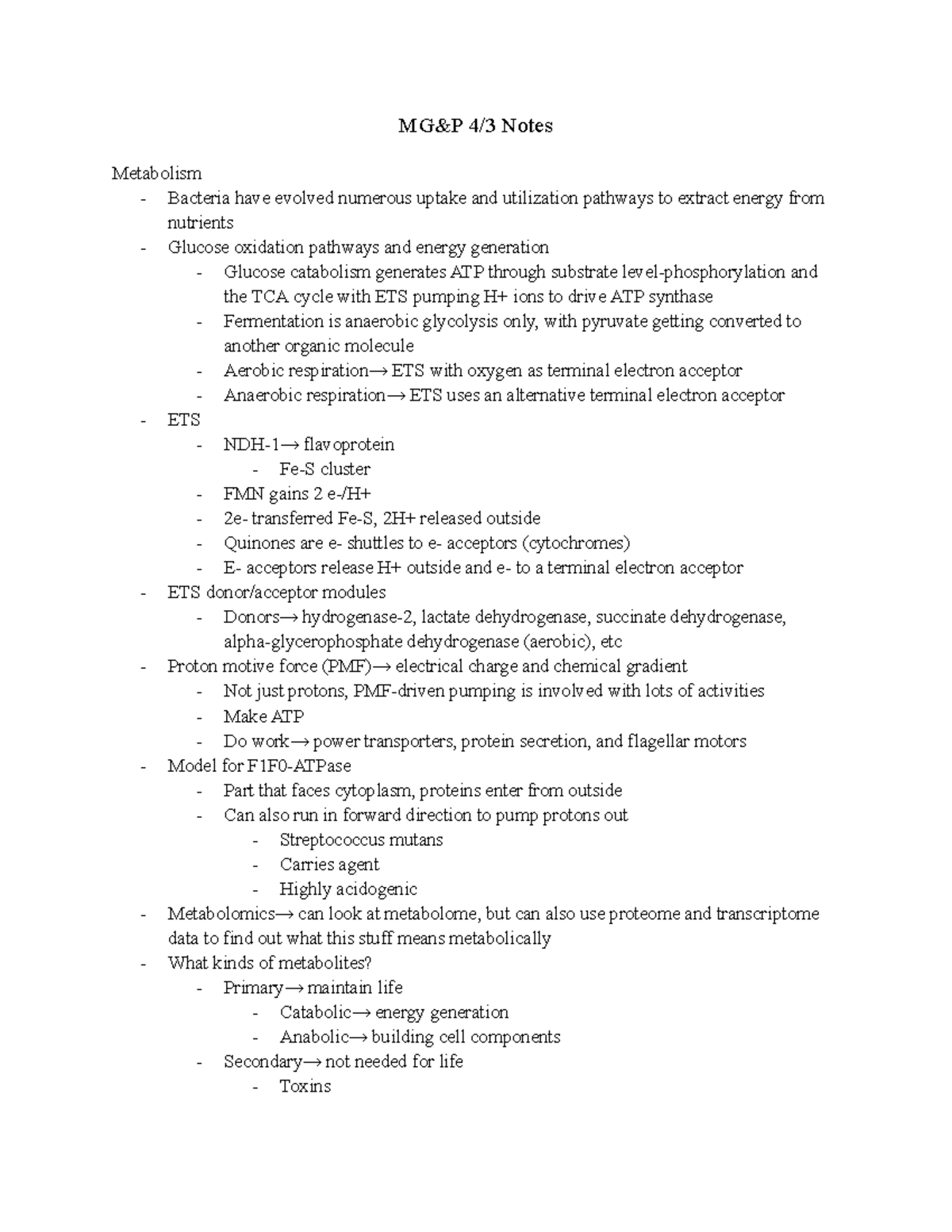 MG&P Unit 3 Notes: Metabolism and Drug Challenges in Tuberculosis - MG ...