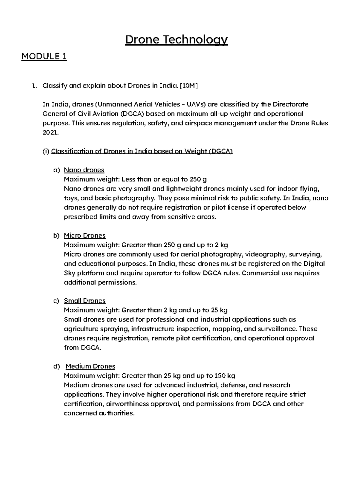 Drone Technology M-1: Classification and Applications of Drones in ...