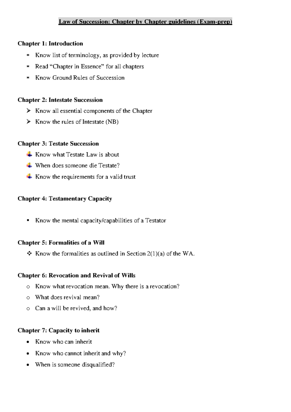 Law of Succession-Chapter by Chapter guidelines - Chapter 6 ...