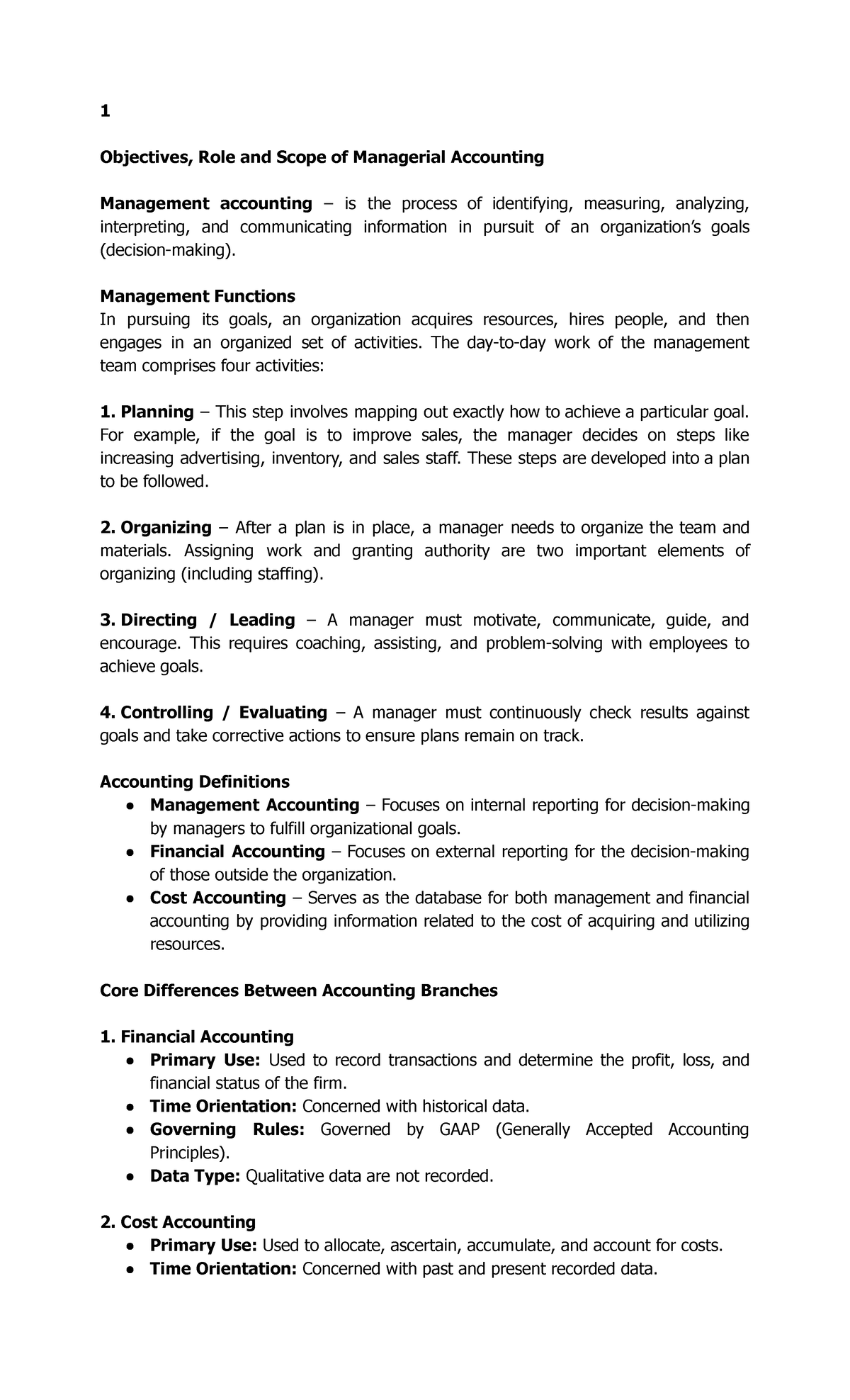 Managerial Accounting Overview: Objectives, Functions & Cost Concepts ...