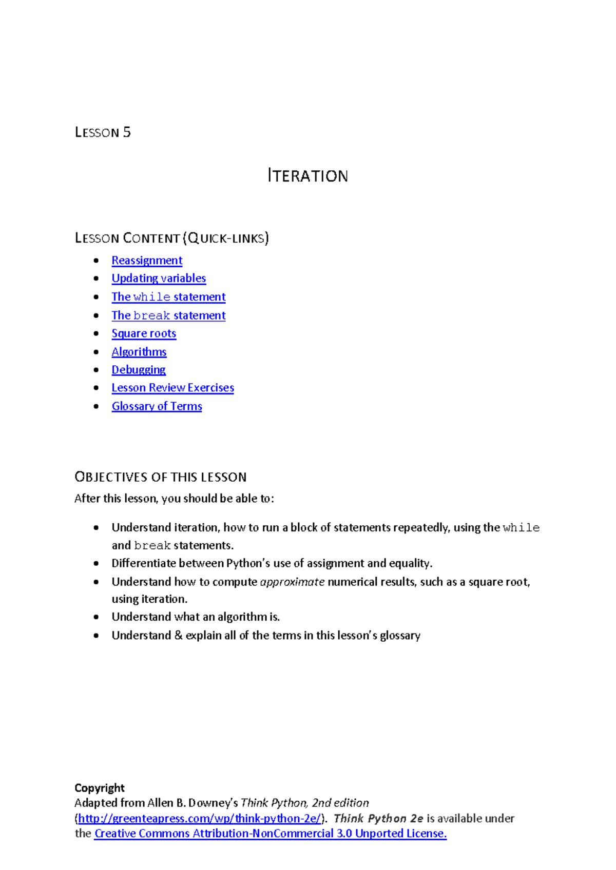 Lesson 5: Understanding Iteration, Algorithms, and Debugging Concepts - Studocu
