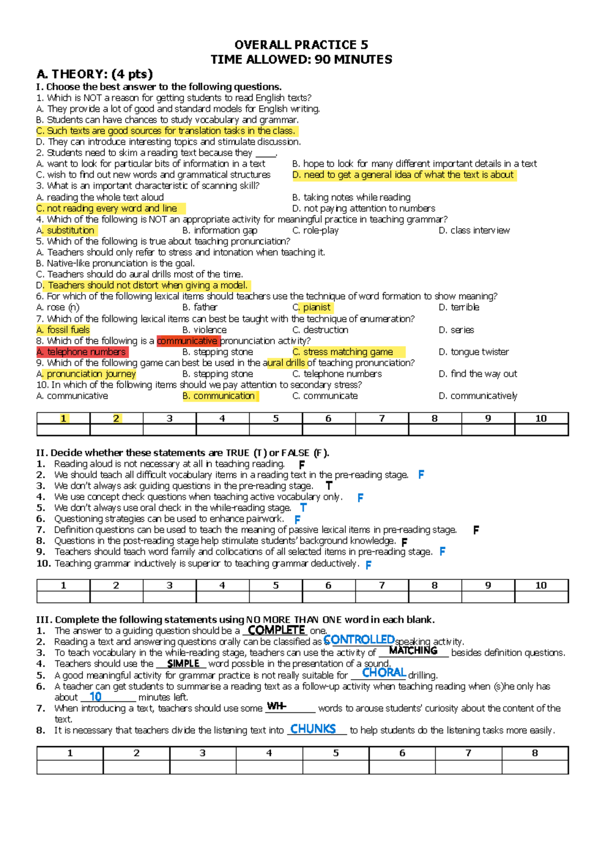 Overall Practice 5 (LA Campus) - Reading & Grammar Skills Test - Studocu