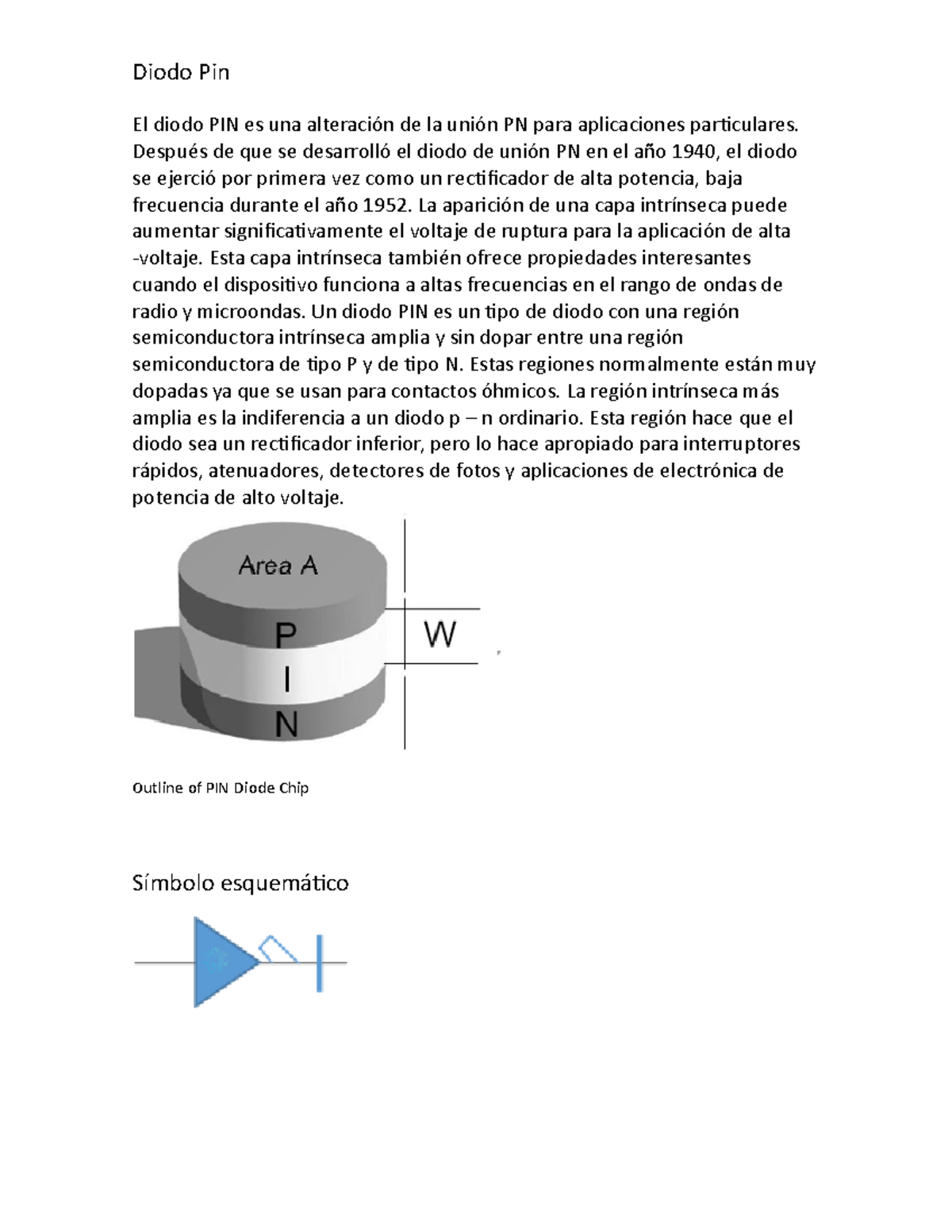 Estudio sobre el Diodo PIN: Características y Aplicaciones - Studocu
