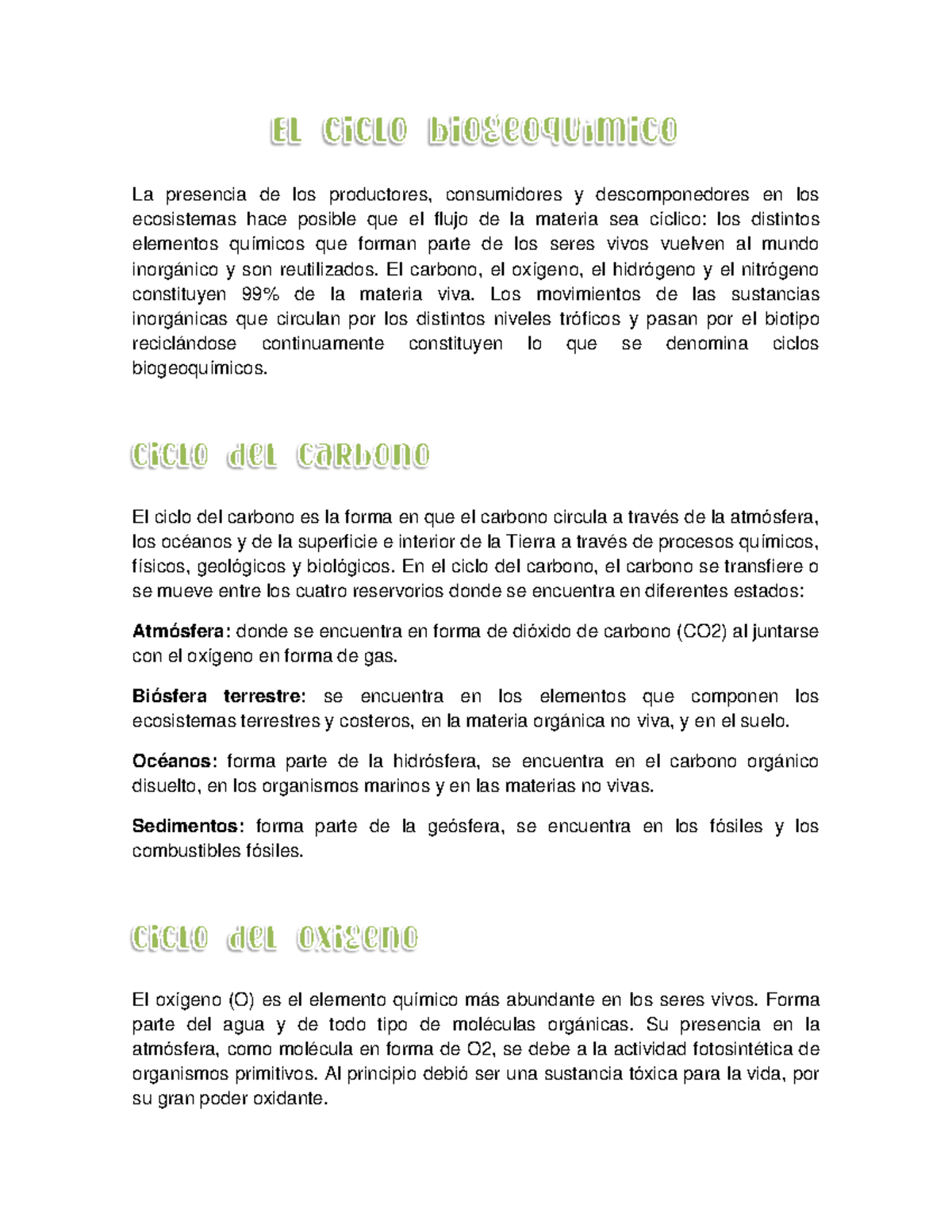 El ciclo biogeoquímico: Productores, consumidores y descomponedores ...