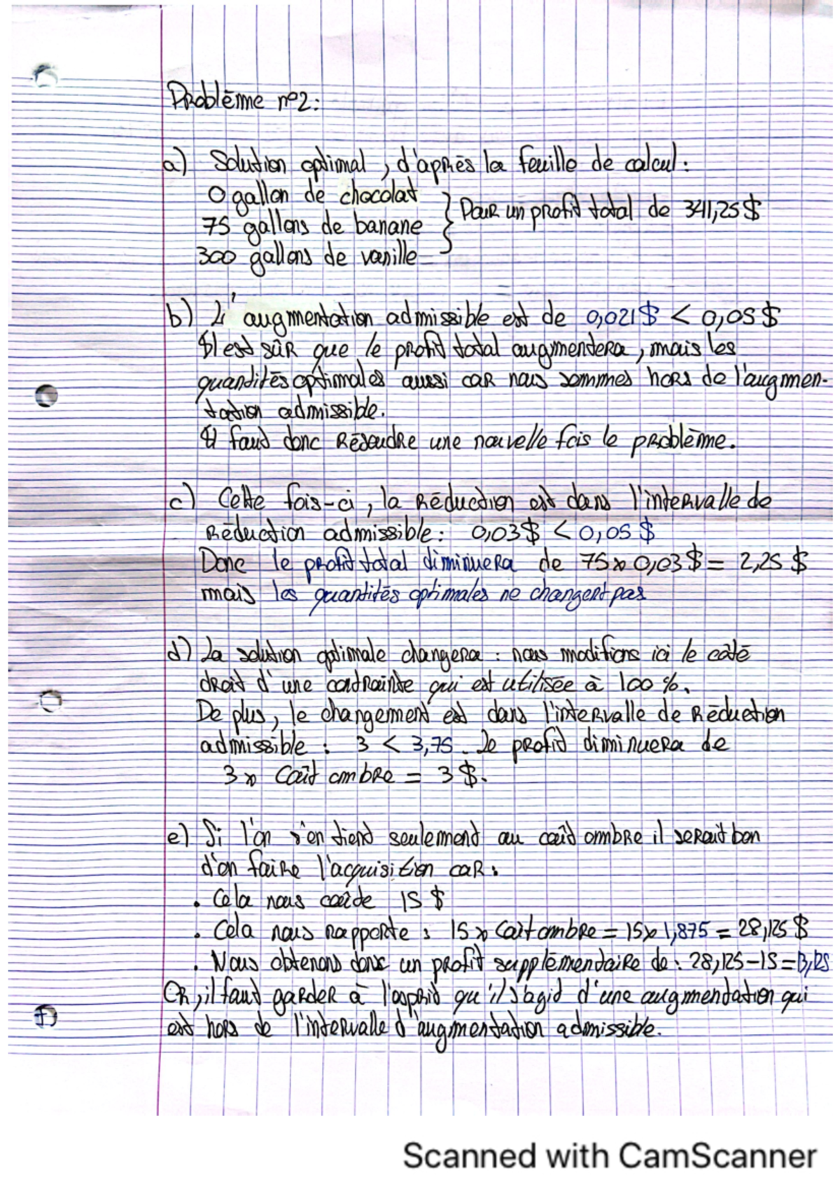 DGD 7 - Cours faits par un TA - Probleme a) Solution optimal la Feuille ...