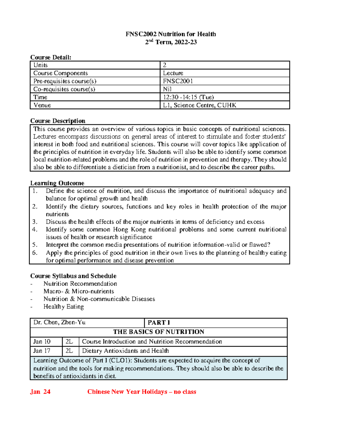 FNSC2002 Nutrition for Health Course Outline and Syllabus - Studocu