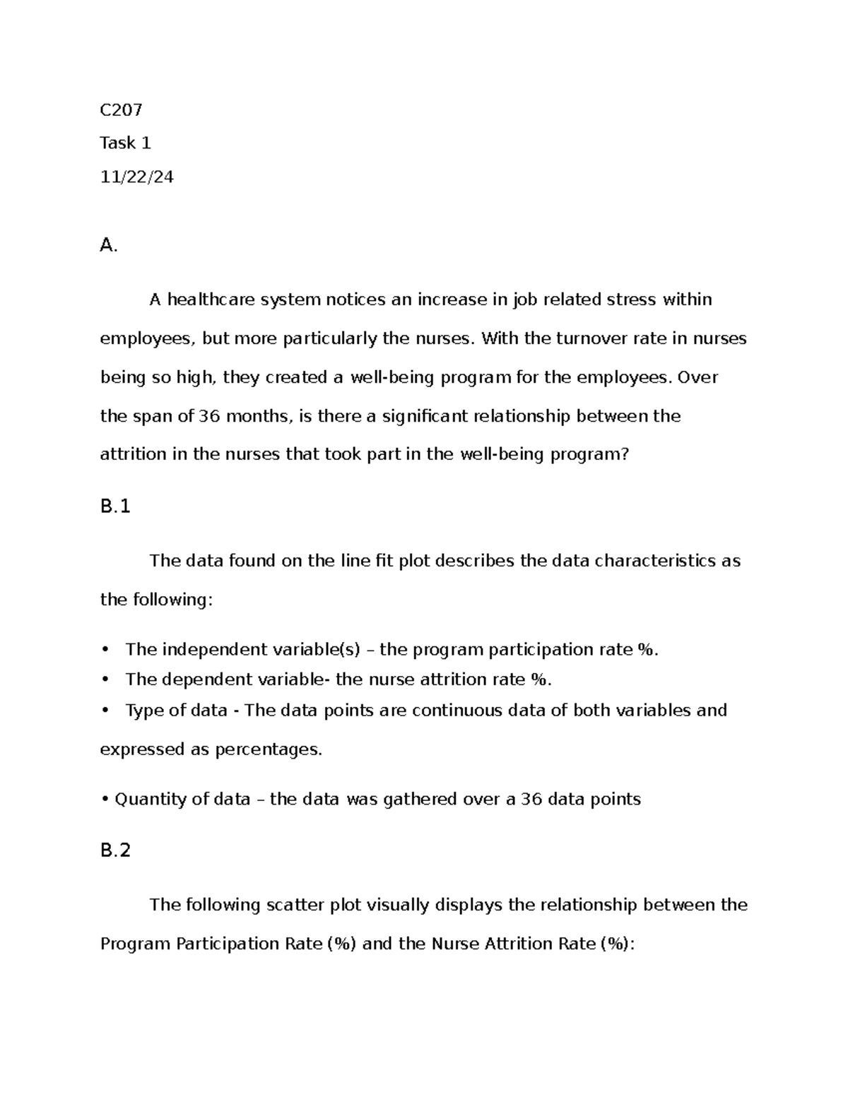 C207 Tak 1 Taskwork C Task 1 1122 A A Healthcare System Notices An Increase In Job 