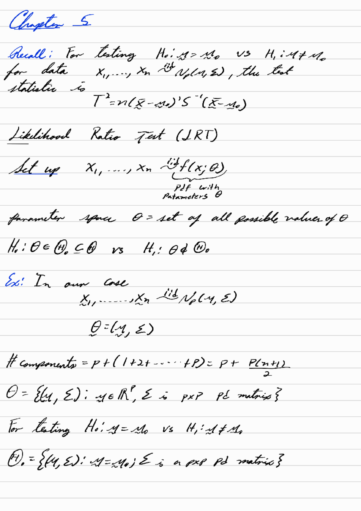 Chapter 5: Likelihood Ratio Test (LRT) for iid Normal Data - Studocu