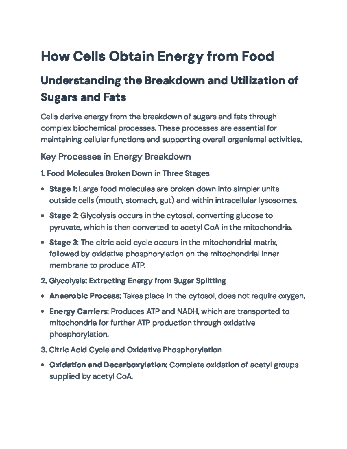 Energy Utilization in Cells: Sugar and Fat Metabolism Explained - How ...