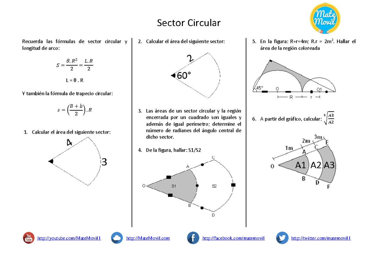 Sector Circular: Semana 1 - Fórmulas y Cálculos Importantes - Studocu