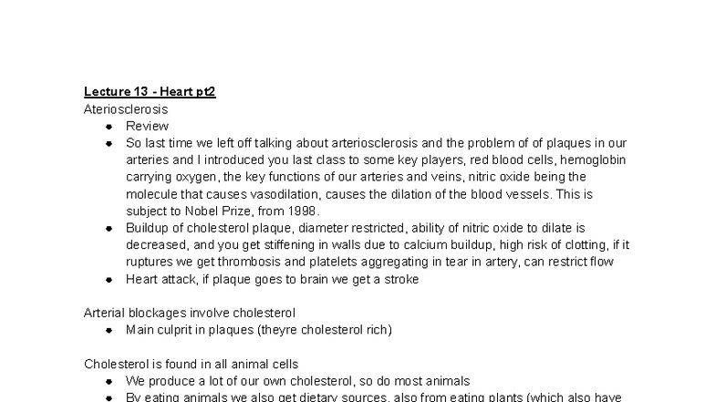 BPS1101 Lecture 13: Understanding Heart Health and Cholesterol - Studocu