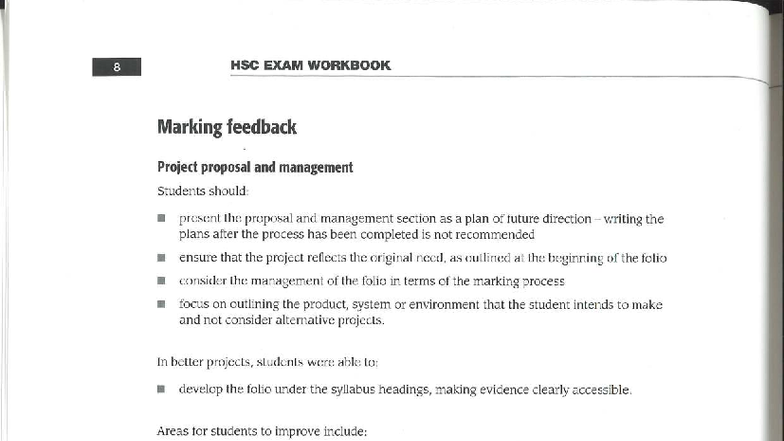 HSC EXAM WORKBOOK Marking Guidelines for Major Design Projects - Studocu