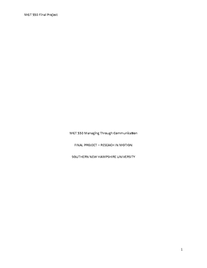 Module 2 Communication Template - MGT 550 Communications Template ...