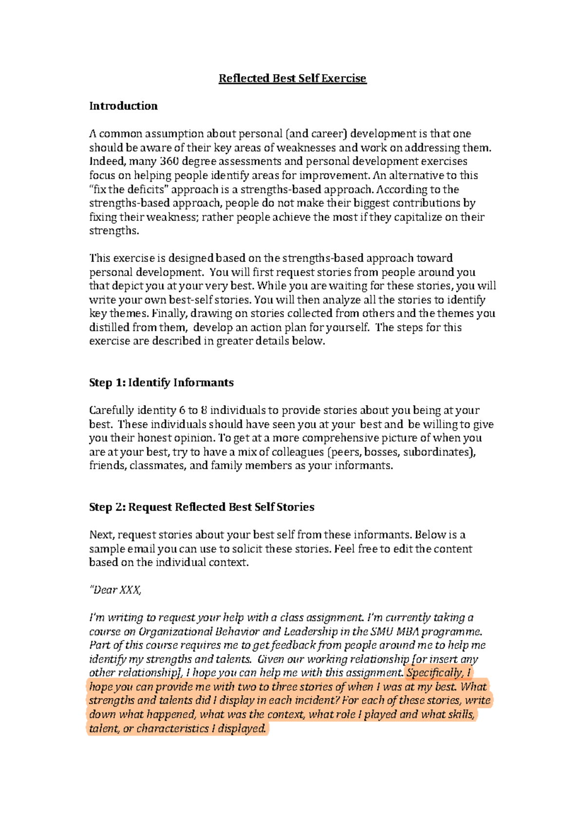 Reflected Best Self Exercise 2022 Final - **Reflected Best Self ...