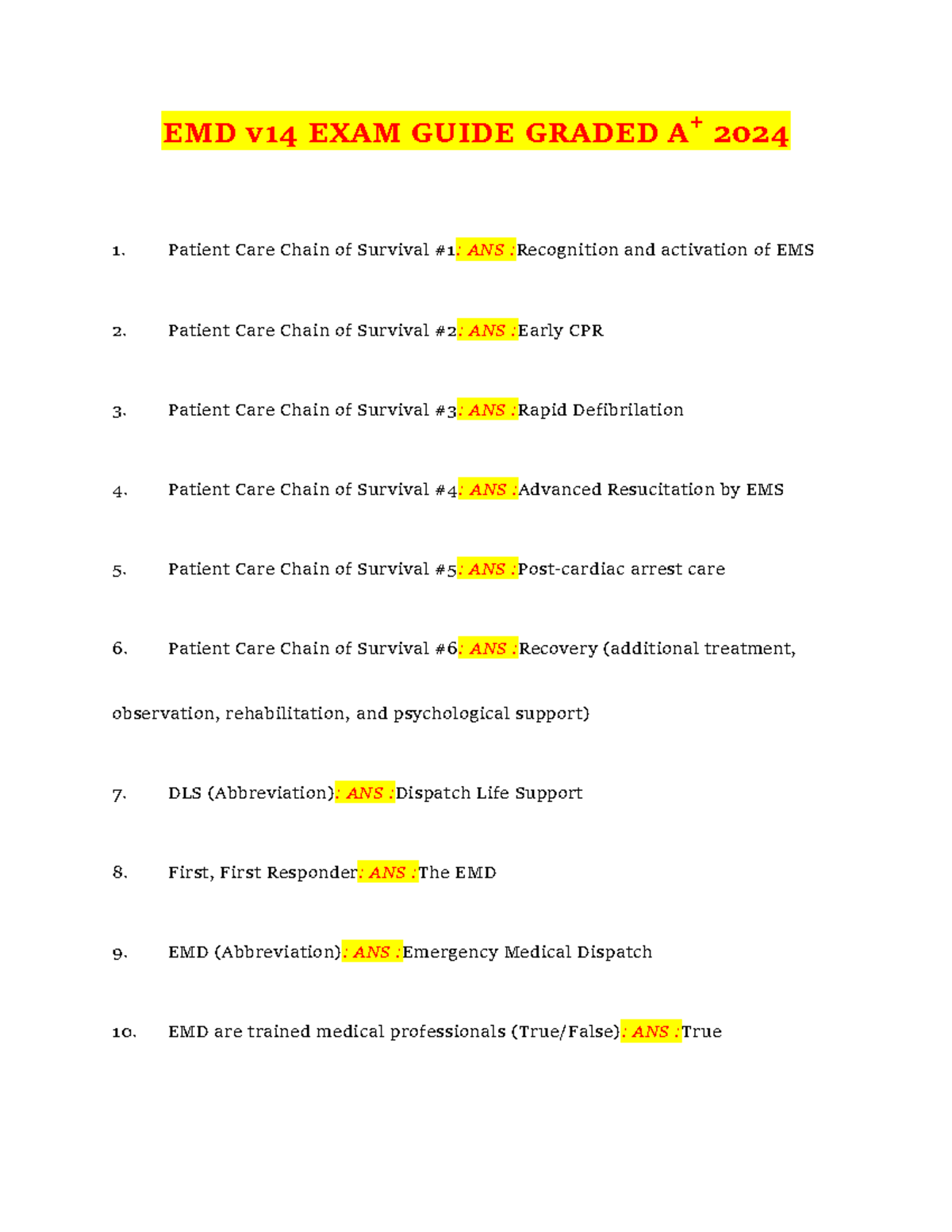 EMD v14 Exam Guide for 2024 - Graded A+ Review Notes - Studocu
