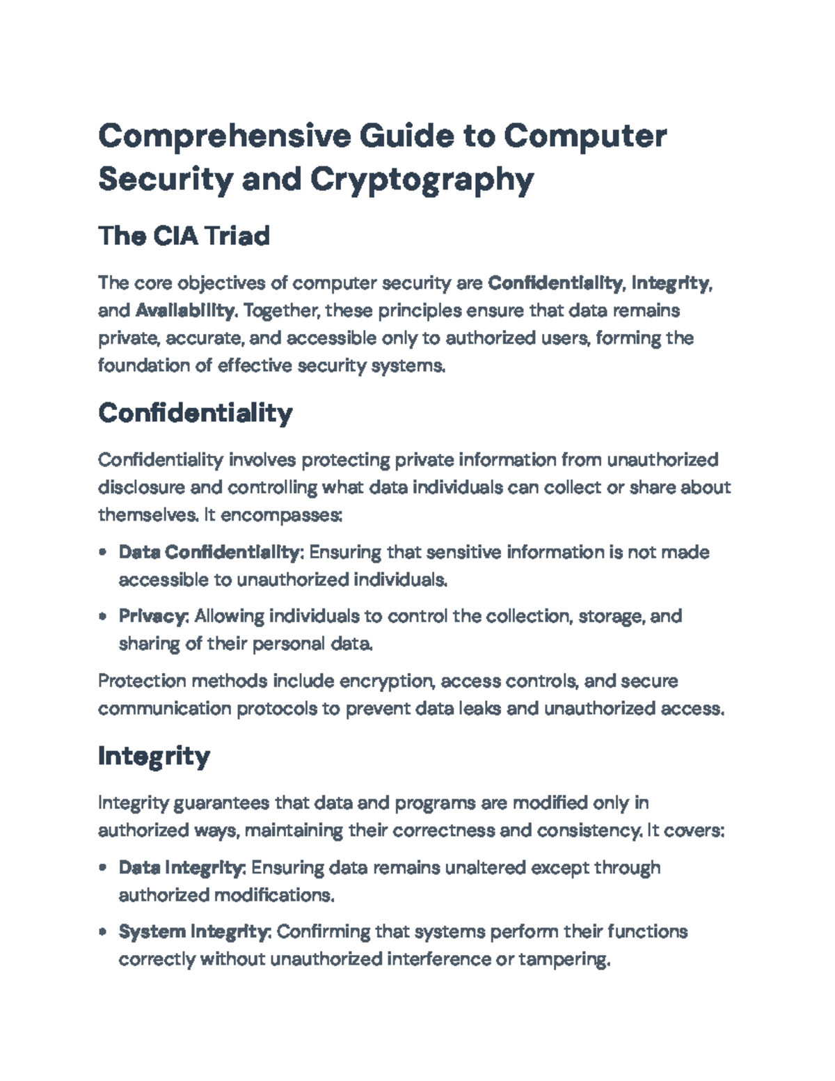 Comprehensive Guide to Computer Security & Cryptography (CS101) - Studocu