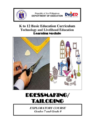 Quarter-IV-lms - Grade 10 Dressmaking Quarter 4 Lessons - - Studocu