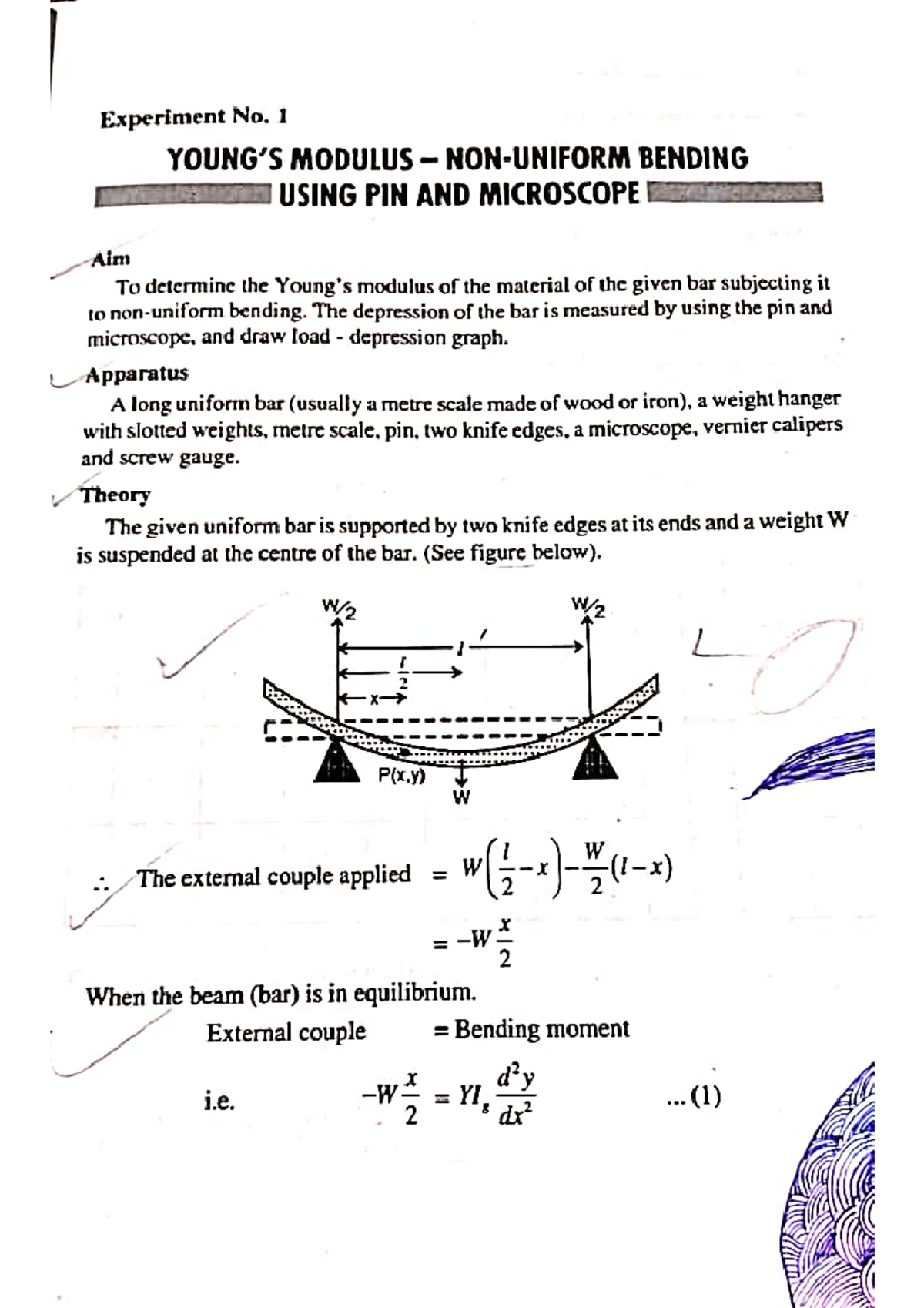 Experiment No. 1: Modulus Bending Using Pin & Microscope - Lab Manual ...