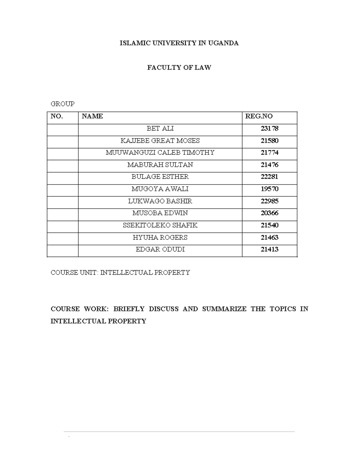 INTELLECTUAL PROPERTY COURSE WORK: TOPICS SUMMARY (IP 101) - Studocu