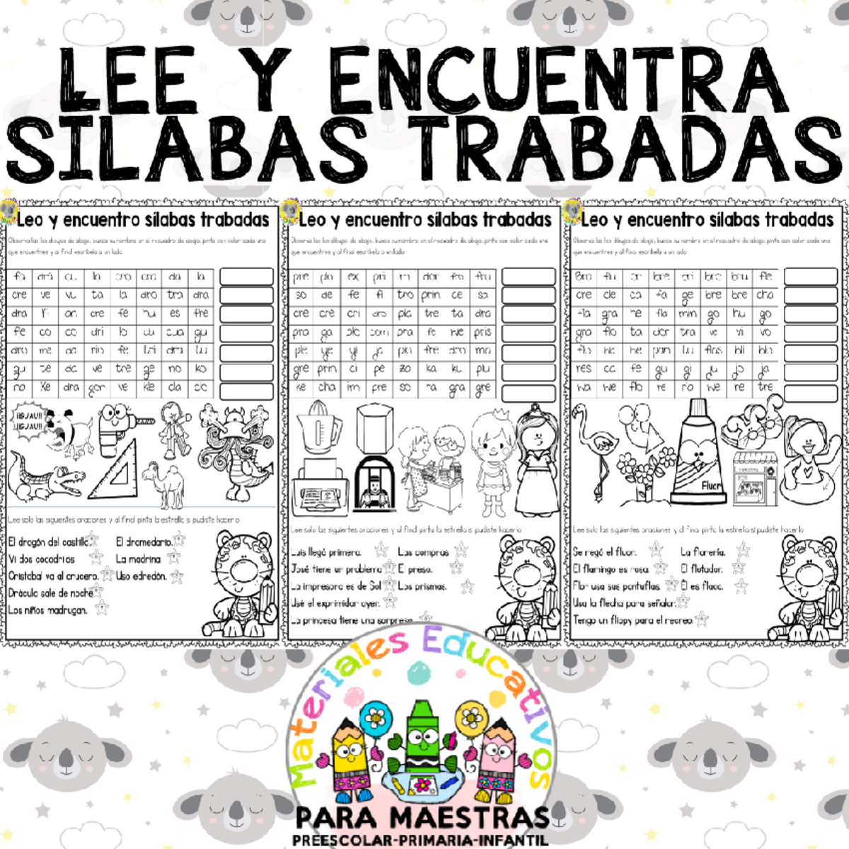 Lee y encuentra sílabas trabadas recopilado por Materiales Educativos ...