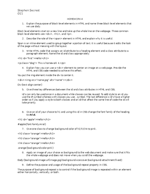 CSCE 102 HW 2 B - Javascript and HTML - Homework 1. When I want to ...