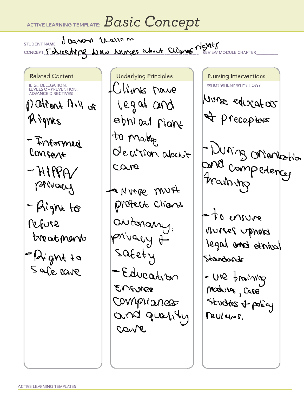 ACTIVE LEARNING TEMPLATE: Basic Concepts in Nursing Care (NUR 101 ...