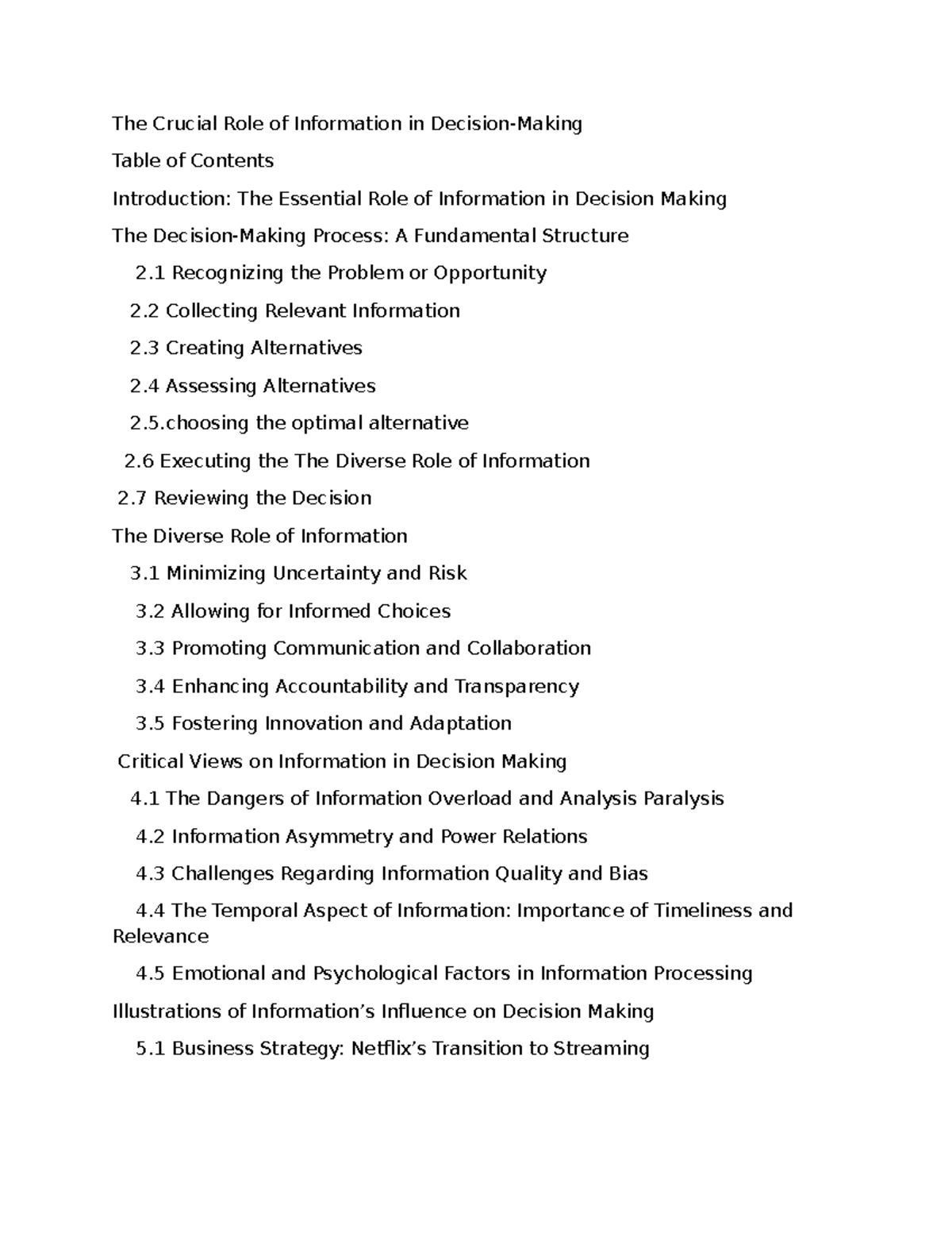 The Role of Information in Decision-Making Processes: Insights and ...