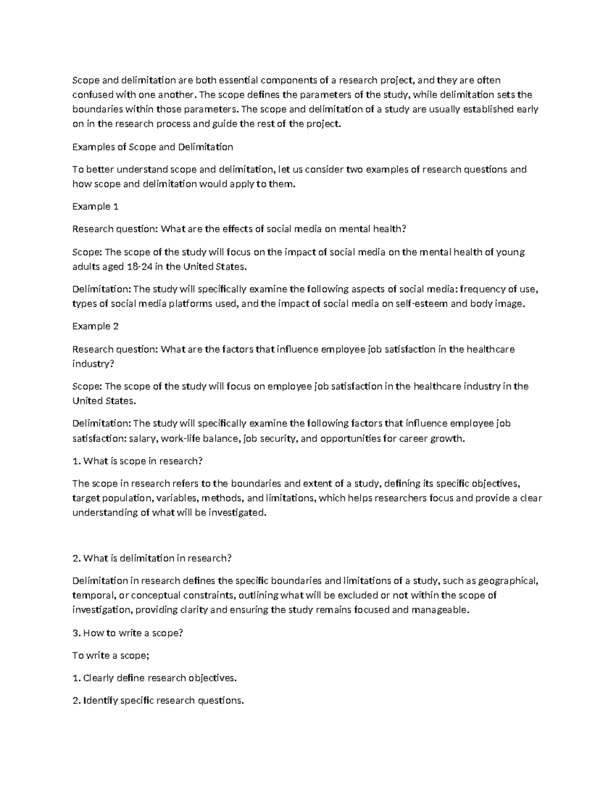 Understanding Scope and Delimitation in Research Projects - Studocu