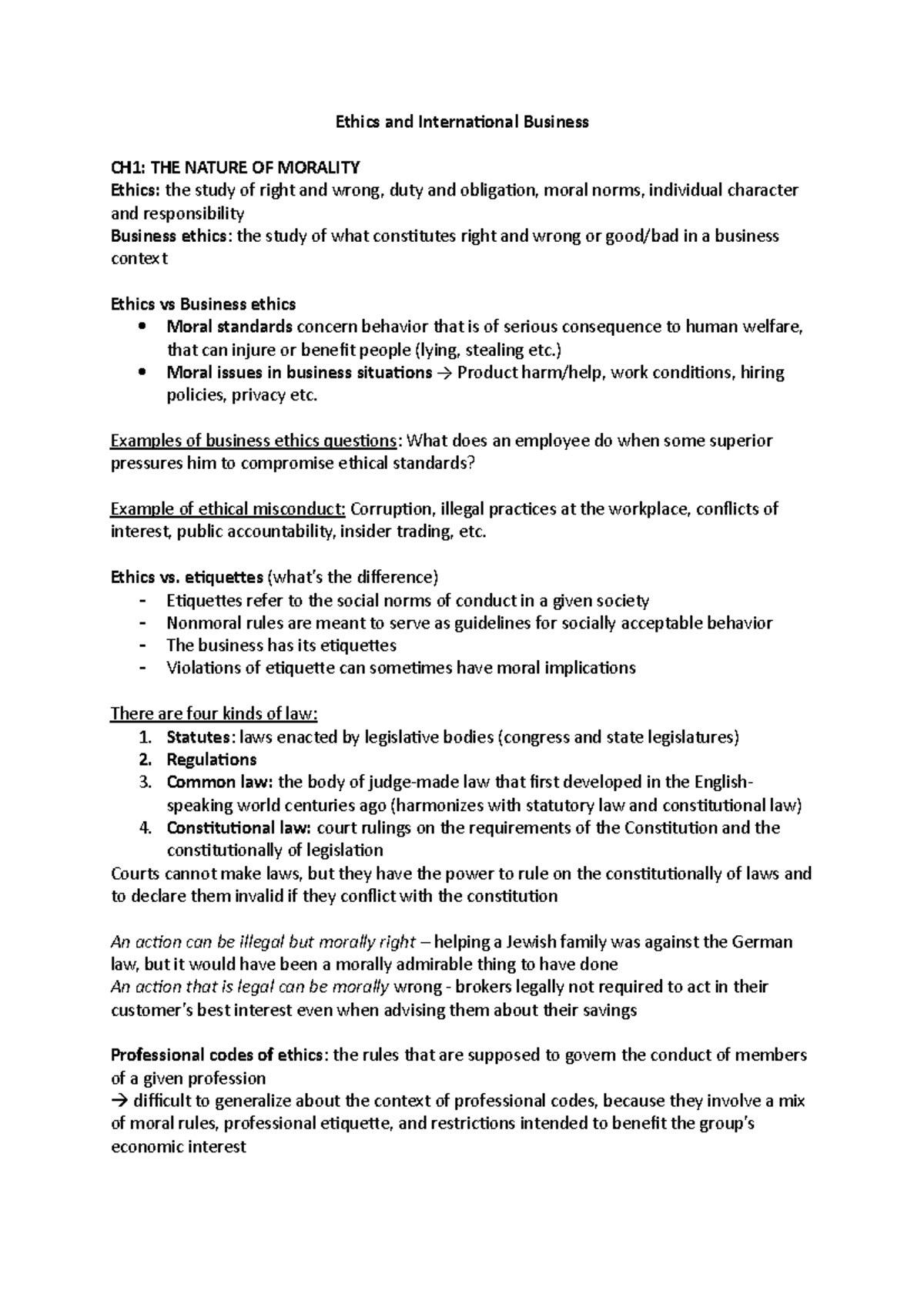 Ethics in International Business: A Comprehensive Summary (IB ...