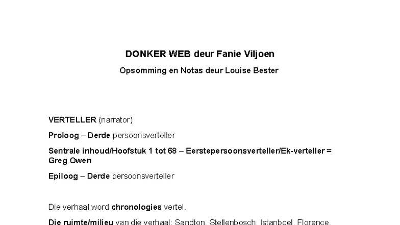 Donker WEB: Opsomming en Notas - Graad 11 2024 Eksamen - Studocu