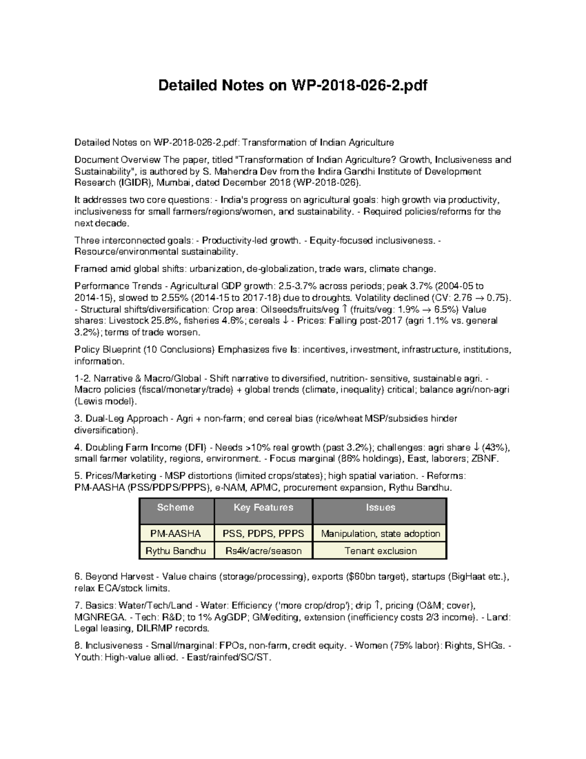 Transformation of Indian Agriculture: Key Insights and Trends - Studocu