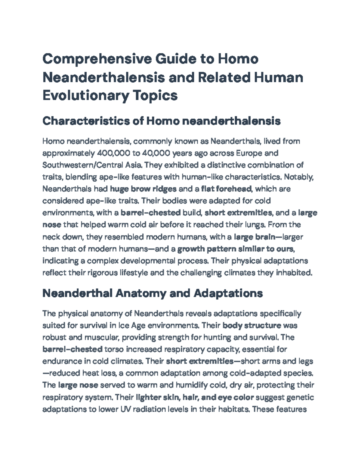 Comprehensive Overview of Homo Neanderthalensis: Evolution & Legacy ...