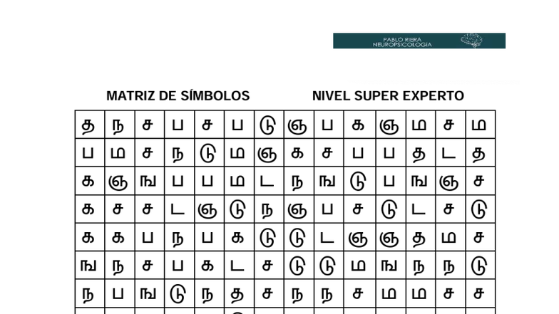 MATRIZ DE SÍMBOLOS, LETRAS Y NÚMEROS NIVEL SUPER EXPERTO PABLO RIERA ...