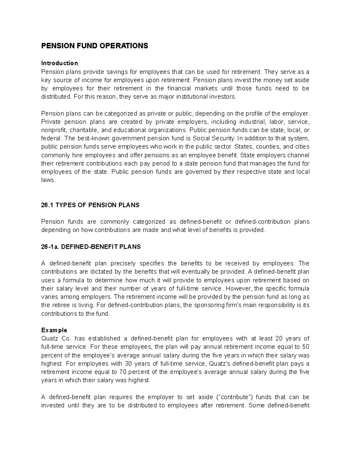 Pension Fund Operations and Types: Overview and Analysis - Studocu